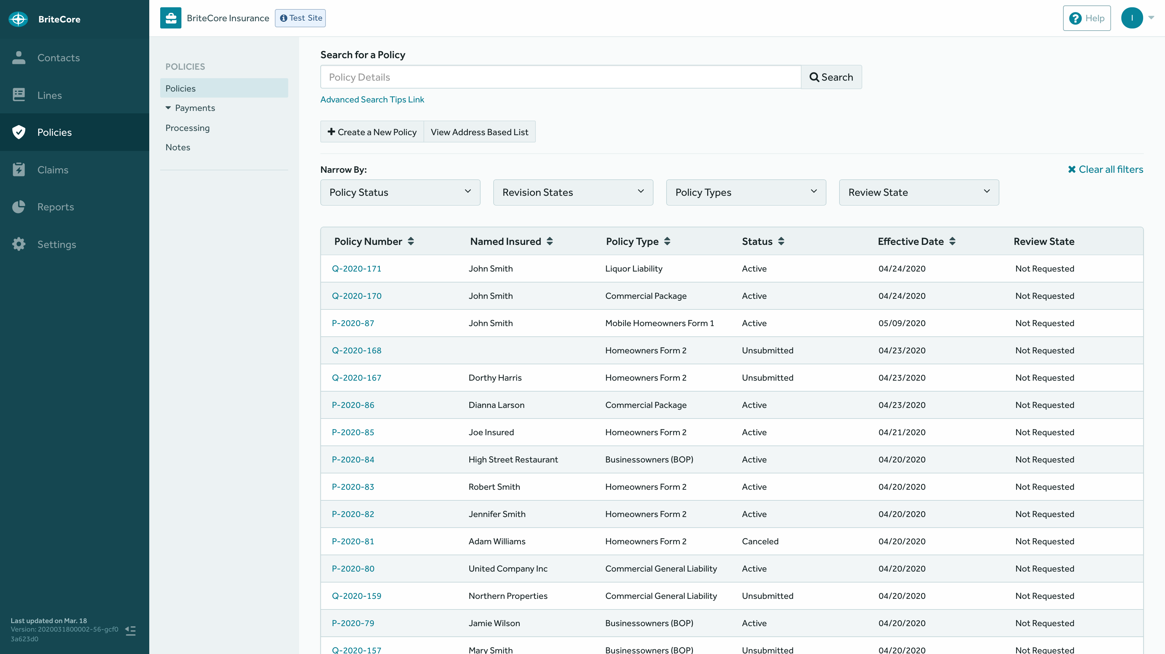 BriteCore's Policy Management Software